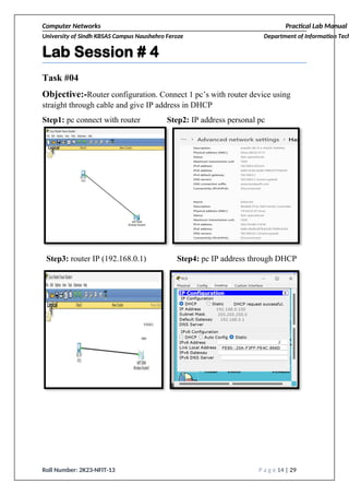 computer networks lab using cisco packet tracer | DOCX