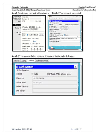 computer networks lab using cisco packet tracer | DOCX