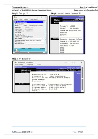 computer networks lab using cisco packet tracer | DOCX