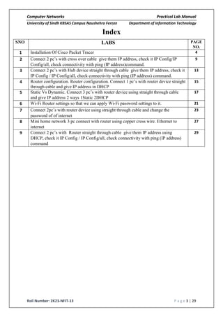 computer networks lab manual.cisco packet tracer | PDF