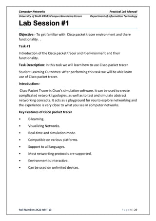 computer networks lab manual.cisco packet tracer | PDF