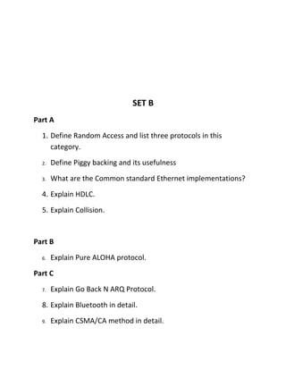 Computer Networks Unit Test II Questions | PDF