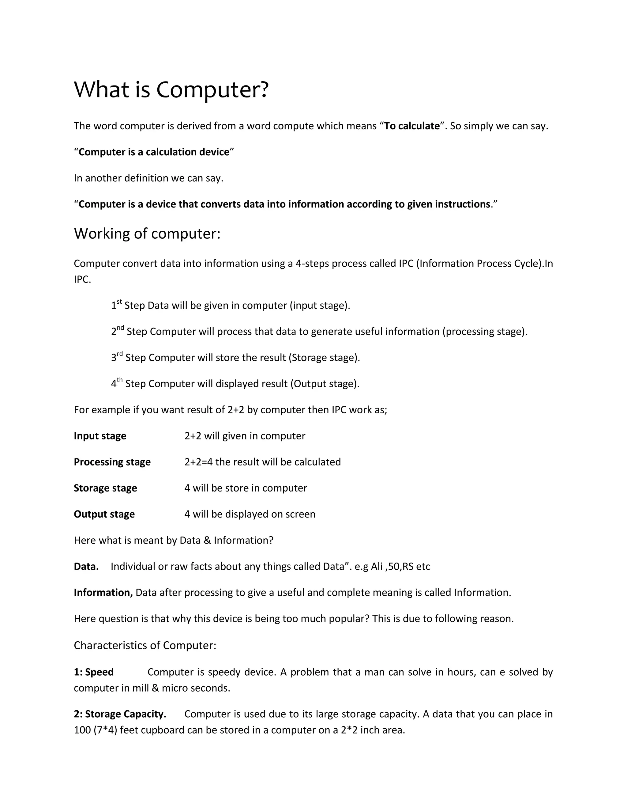 Basic Computer Computer notes | DOCX