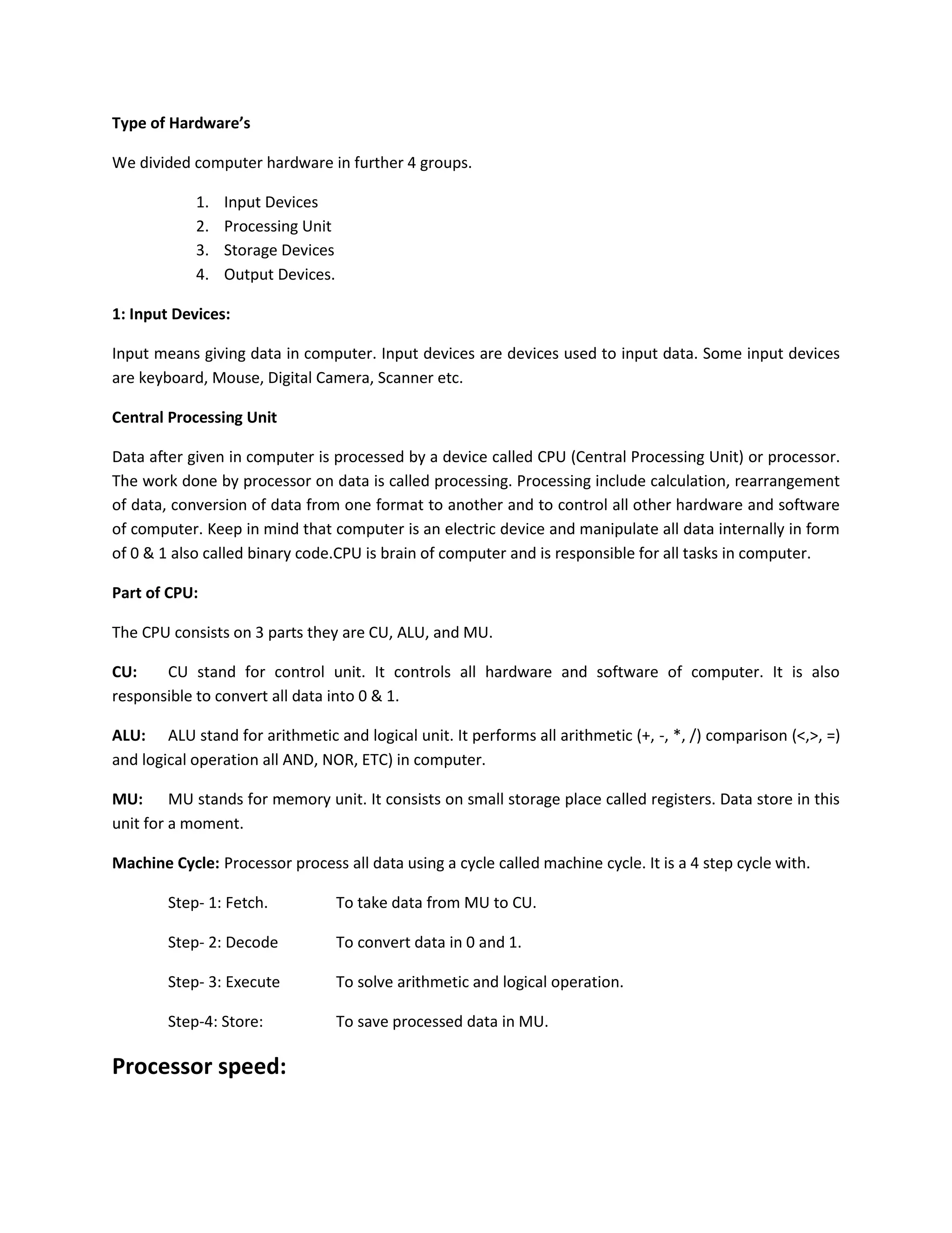 Basic Computer Computer notes | DOCX