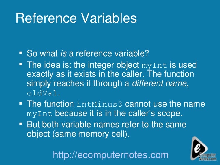 Computer notes - Reference Variables