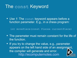 Computer notes - Reference Variables –II | PPT