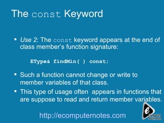 Computer notes - The const Keyword | PPT