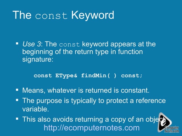 Computer notes - The const Keyword | PPT | Programming Languages ...