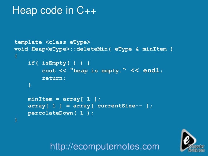 Computer notes - Heap code in C++