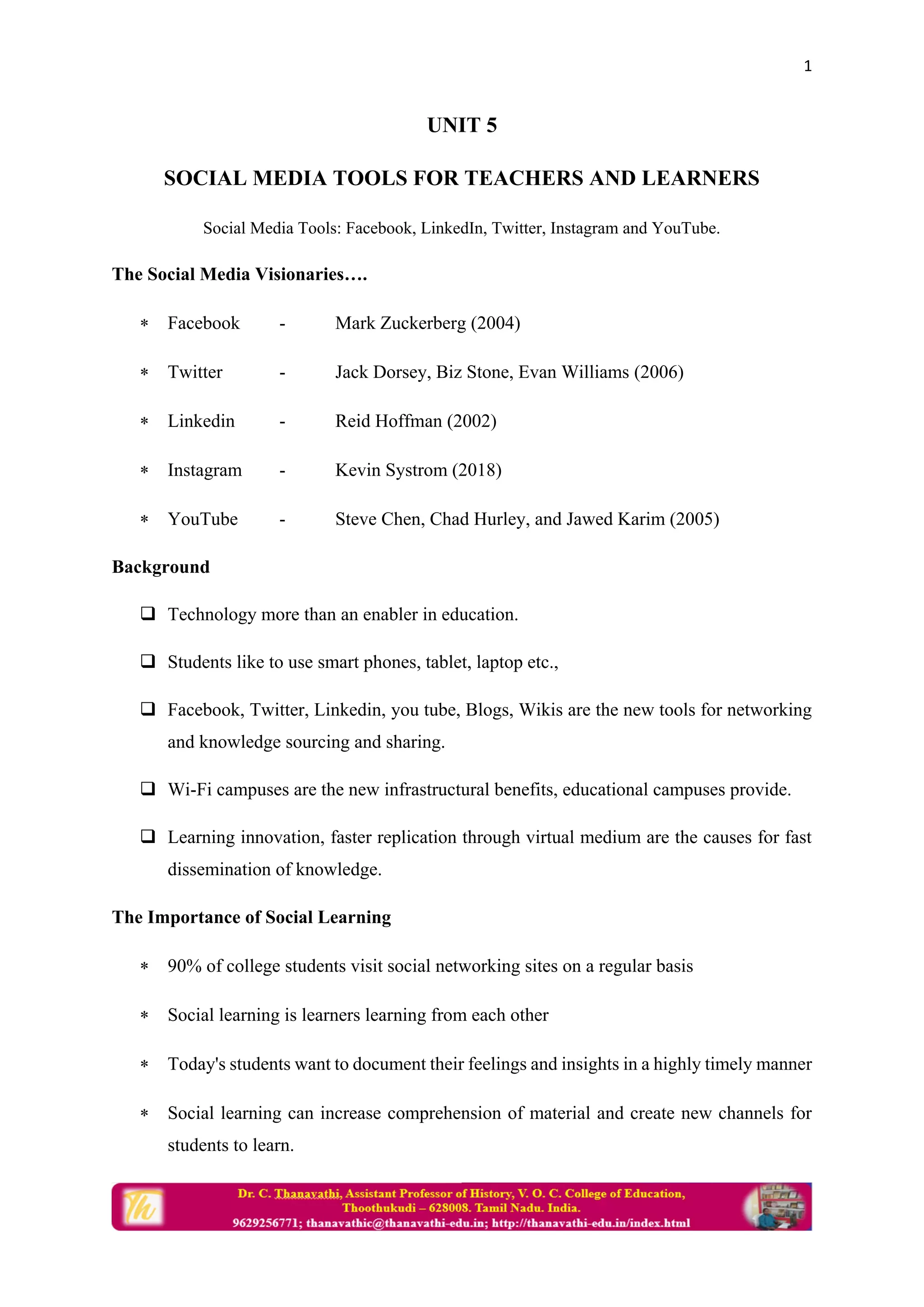 SOCIAL MEDIA TOOLS FOR TEACHERS AND LEARNERS | PDF