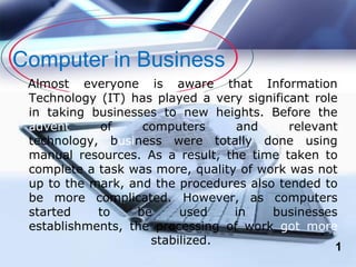 Computer on Business | PPTX