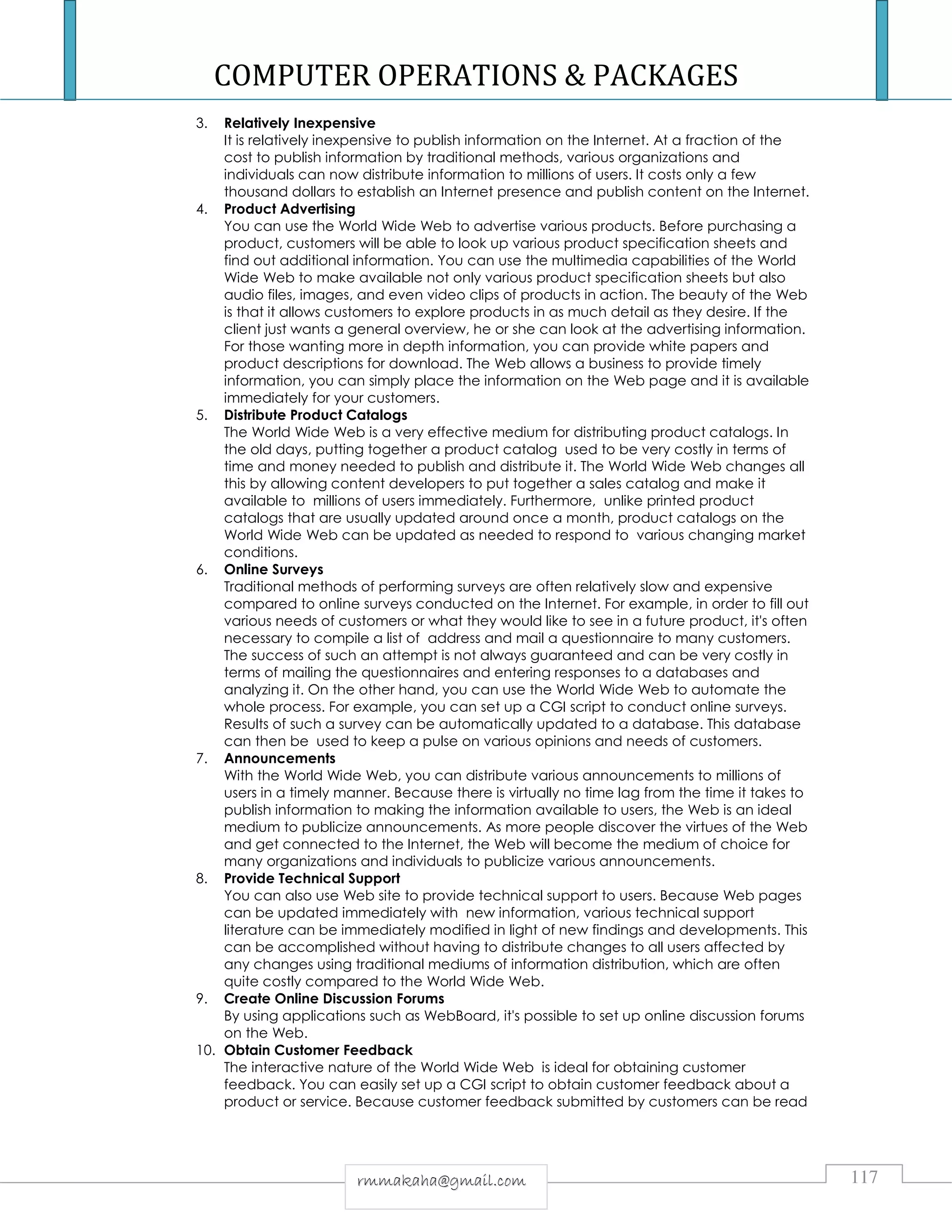 COMPUTER OPERATIONS & PACKAGES NOTES & INTRODUCTION TO COMPUTERS | PDF