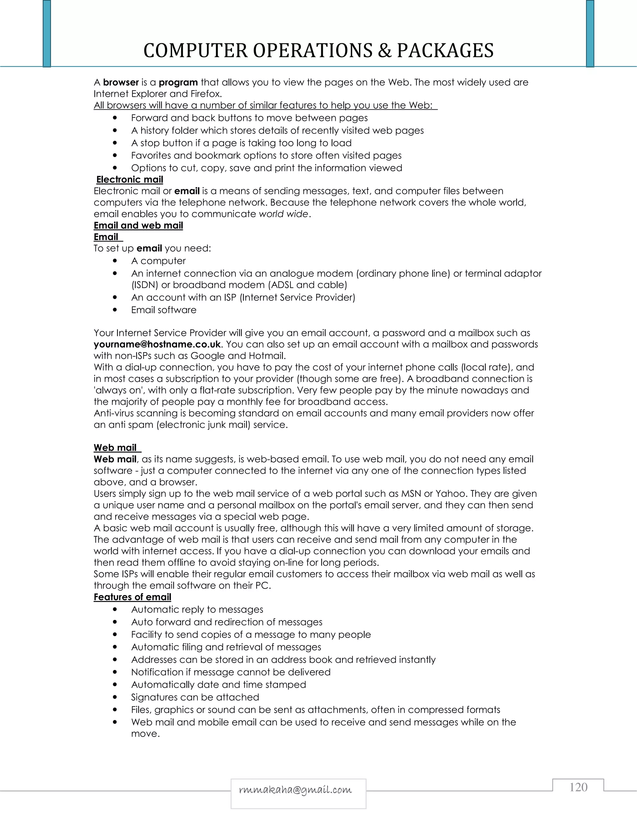 COMPUTER OPERATIONS & PACKAGES NOTES & INTRODUCTION TO COMPUTERS | PDF