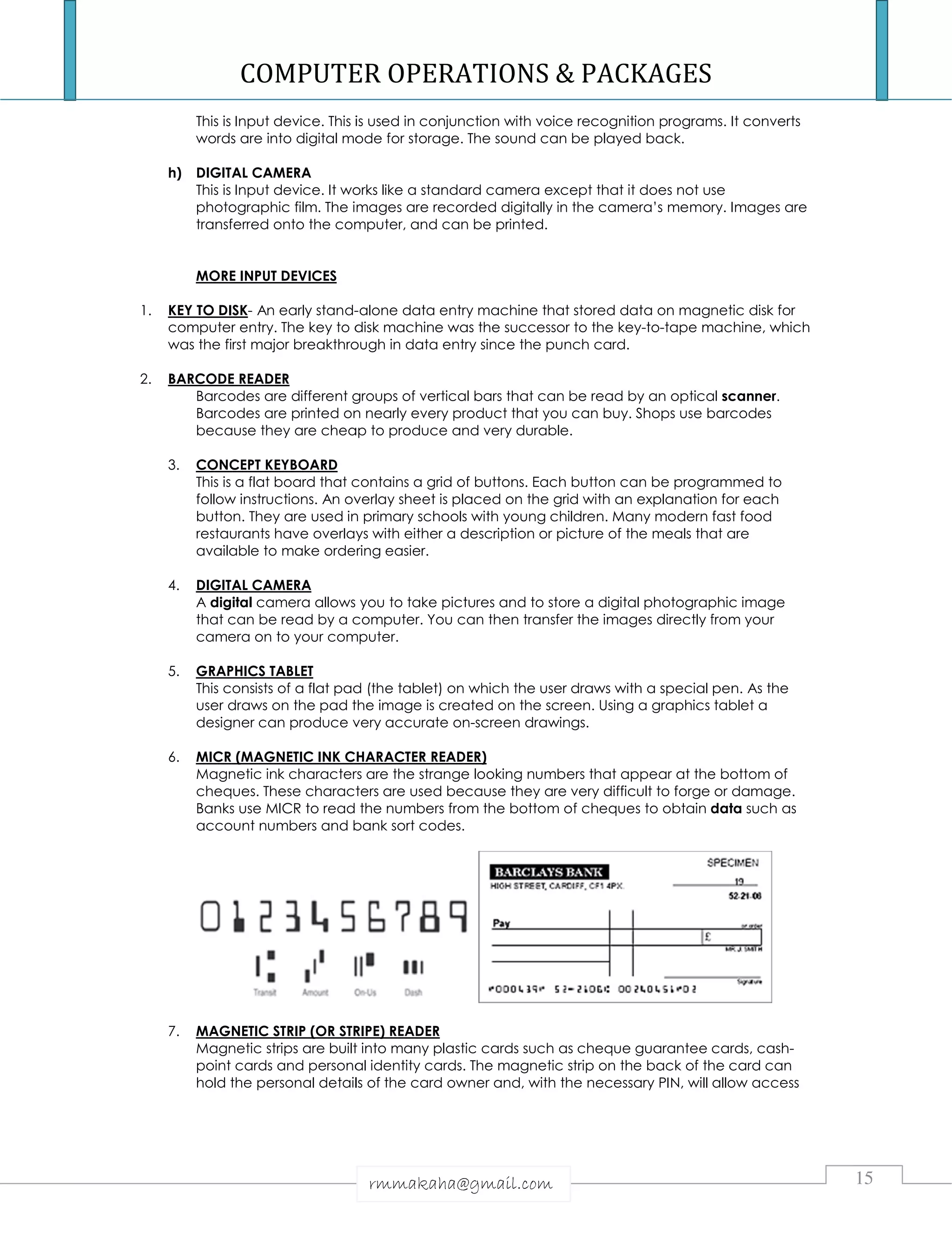 COMPUTER OPERATIONS & PACKAGES NOTES & INTRODUCTION TO COMPUTERS | PDF