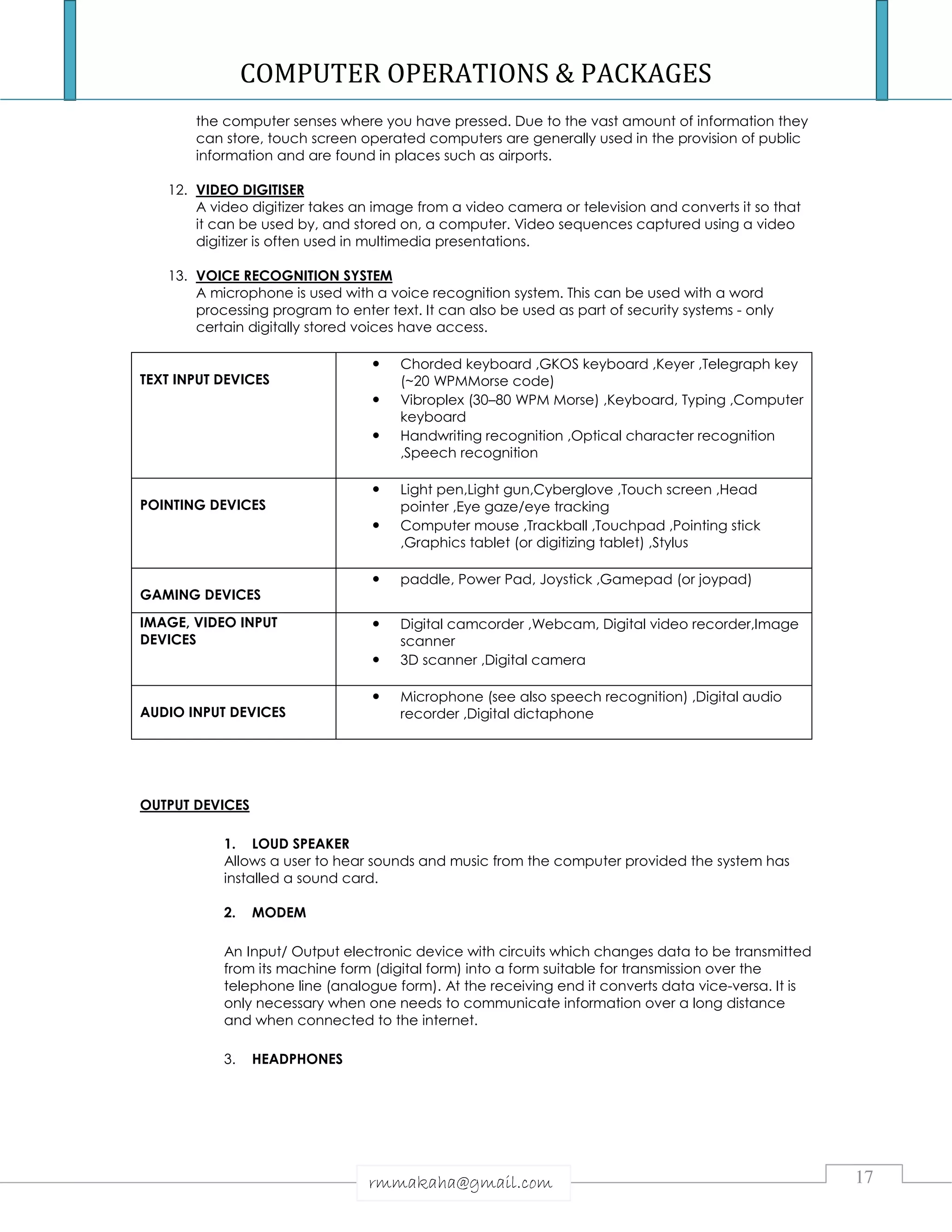 COMPUTER OPERATIONS & PACKAGES NOTES & INTRODUCTION TO COMPUTERS | PDF ...