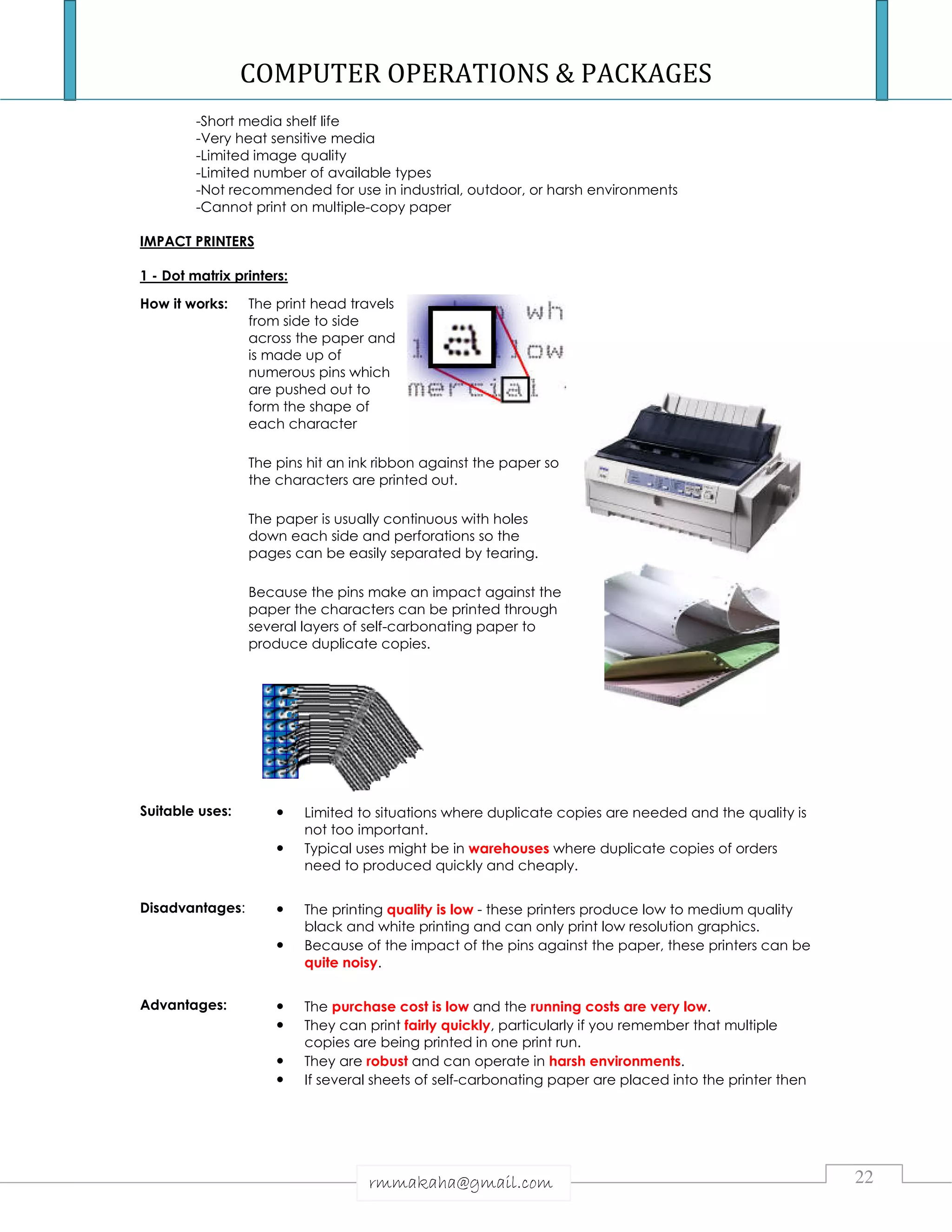 COMPUTER OPERATIONS & PACKAGES NOTES & INTRODUCTION TO COMPUTERS | PDF ...