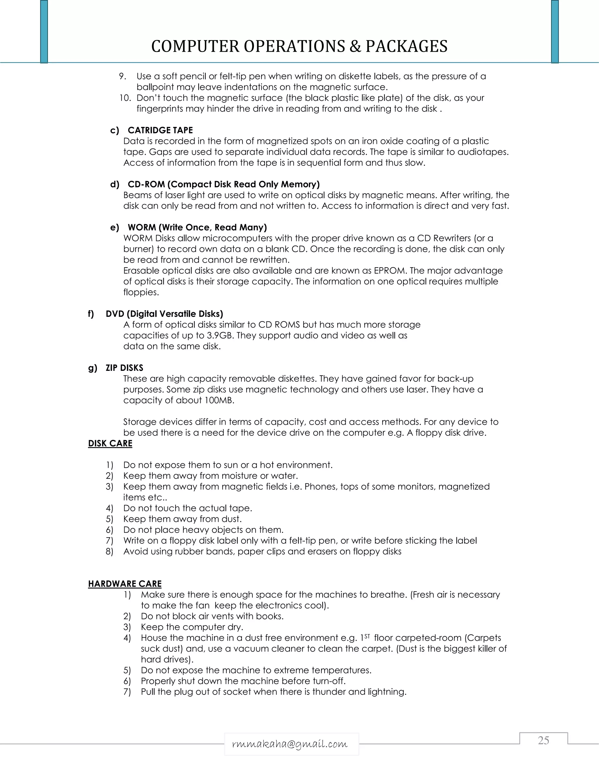 COMPUTER OPERATIONS & PACKAGES NOTES & INTRODUCTION TO COMPUTERS | PDF ...