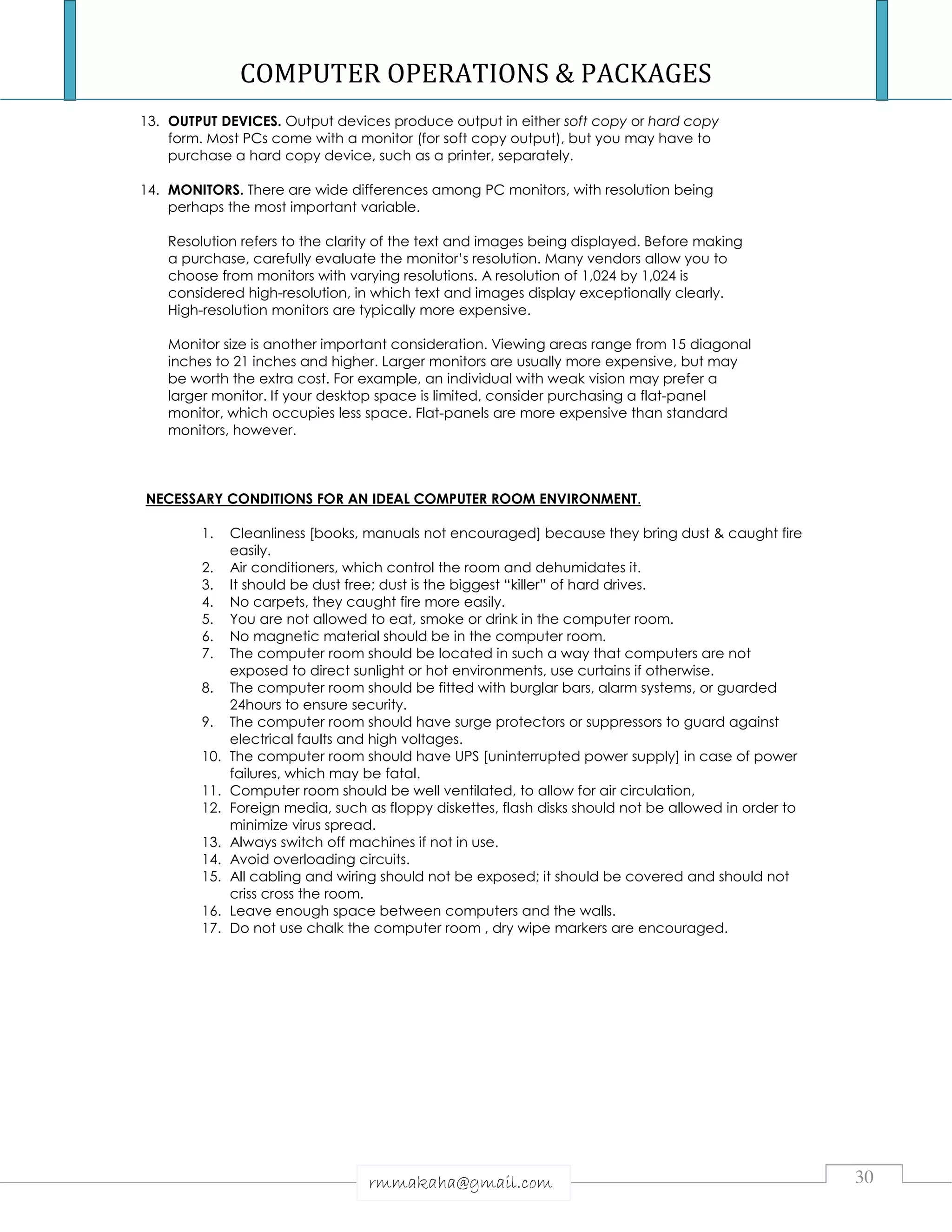COMPUTER OPERATIONS & PACKAGES NOTES & INTRODUCTION TO COMPUTERS | PDF ...