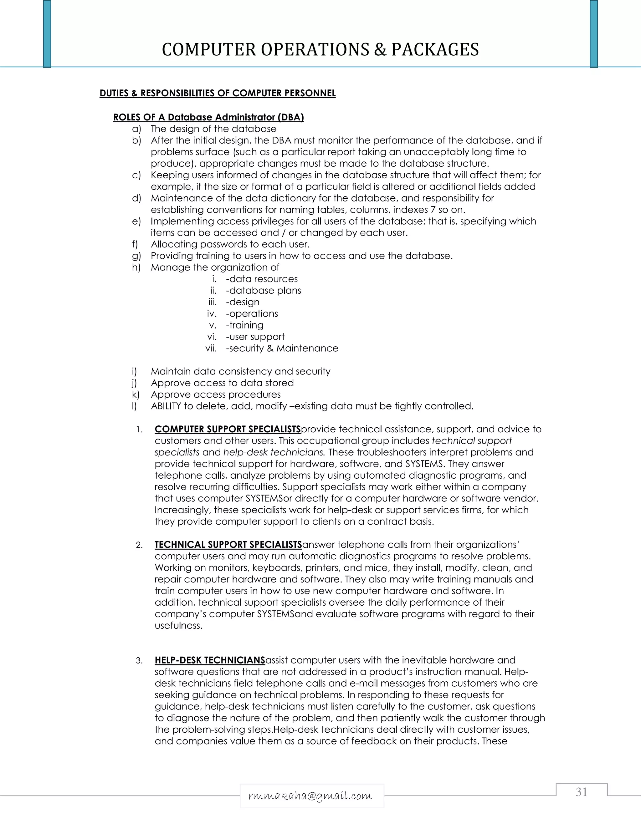 Computer Operations And Packages Notes And Introduction To Computers Pdf Computing Technology