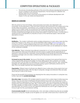 COMPUTER OPERATIONS & PACKAGES NOTES & INTRODUCTION TO COMPUTERS | PDF