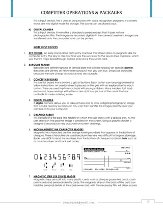 COMPUTER OPERATIONS & PACKAGES NOTES & INTRODUCTION TO COMPUTERS | PDF ...