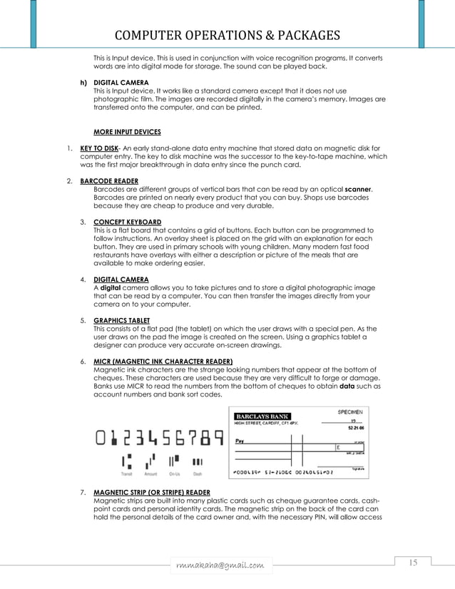 COMPUTER OPERATIONS & PACKAGES NOTES & INTRODUCTION TO COMPUTERS | PDF ...