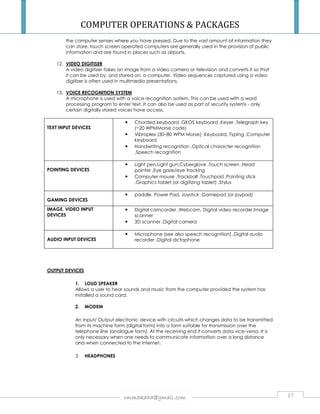 COMPUTER OPERATIONS & PACKAGES NOTES & INTRODUCTION TO COMPUTERS | PDF