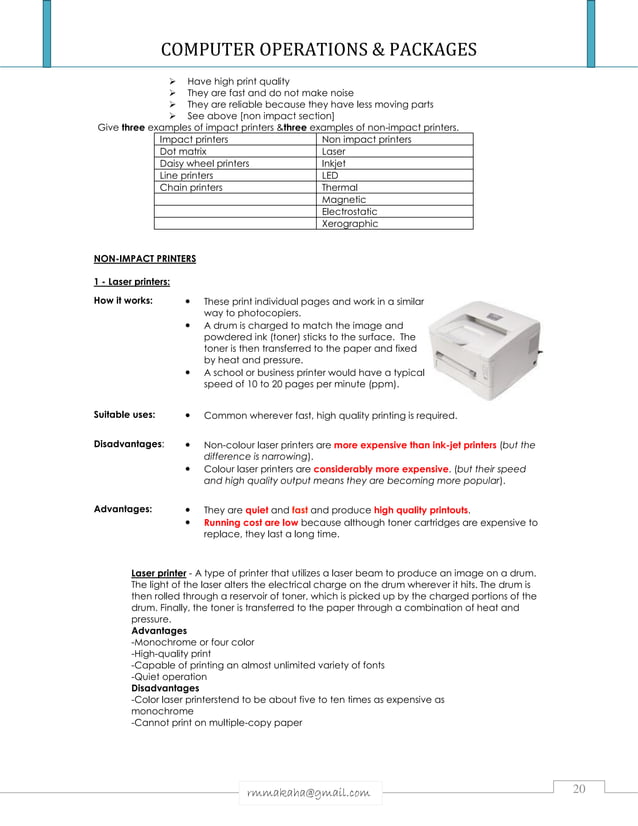 COMPUTER OPERATIONS & PACKAGES NOTES & INTRODUCTION TO COMPUTERS | PDF ...