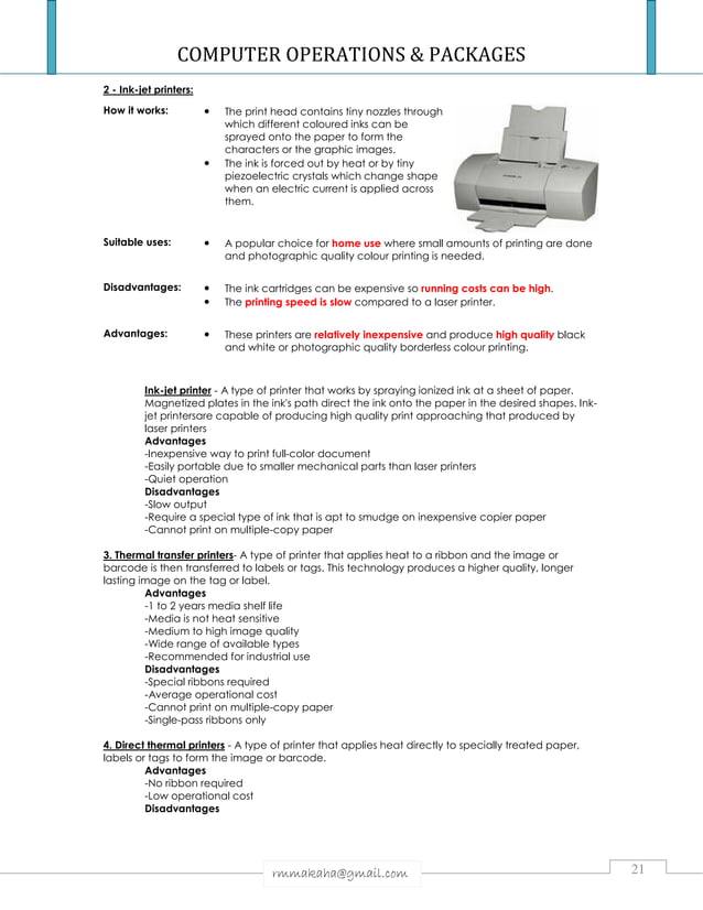 COMPUTER OPERATIONS & PACKAGES NOTES & INTRODUCTION TO COMPUTERS | PDF ...