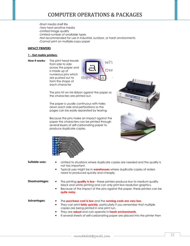 COMPUTER OPERATIONS & PACKAGES NOTES & INTRODUCTION TO COMPUTERS | PDF ...