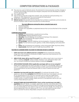 COMPUTER OPERATIONS & PACKAGES NOTES & INTRODUCTION TO COMPUTERS | PDF ...