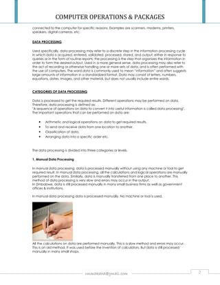 COMPUTER OPERATIONS & PACKAGES NOTES & INTRODUCTION TO COMPUTERS | PDF ...