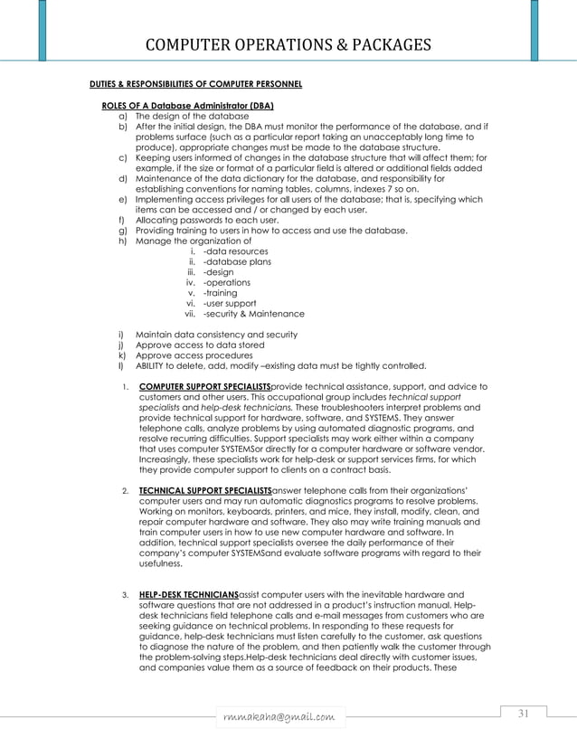 COMPUTER OPERATIONS & PACKAGES NOTES & INTRODUCTION TO COMPUTERS | PDF ...