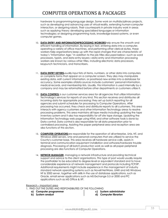 COMPUTER OPERATIONS & PACKAGES NOTES & INTRODUCTION TO COMPUTERS | PDF ...