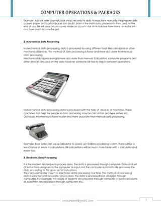 COMPUTER OPERATIONS & PACKAGES NOTES & INTRODUCTION TO COMPUTERS | PDF ...