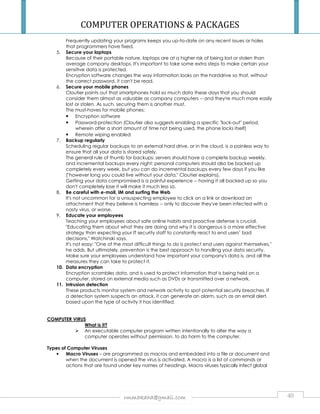 COMPUTER OPERATIONS & PACKAGES NOTES & INTRODUCTION TO COMPUTERS | PDF