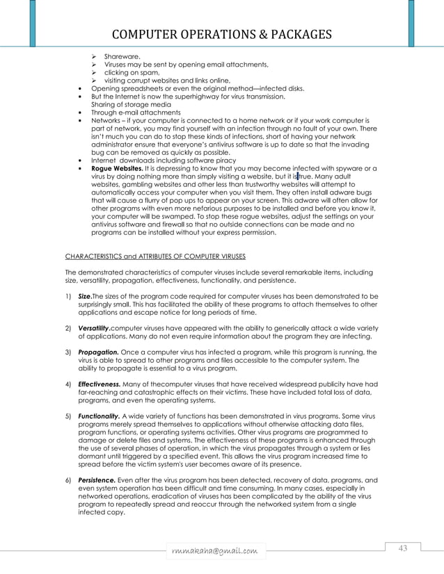 COMPUTER OPERATIONS & PACKAGES NOTES & INTRODUCTION TO COMPUTERS | PDF ...