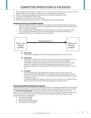 COMPUTER OPERATIONS & PACKAGES NOTES & INTRODUCTION TO COMPUTERS | PDF ...
