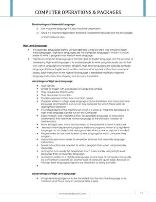 COMPUTER OPERATIONS & PACKAGES NOTES & INTRODUCTION TO COMPUTERS | PDF