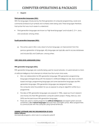 COMPUTER OPERATIONS & PACKAGES NOTES & INTRODUCTION TO COMPUTERS | PDF ...