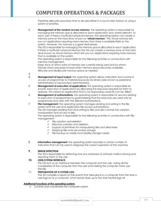 COMPUTER OPERATIONS & PACKAGES NOTES & INTRODUCTION TO COMPUTERS | PDF