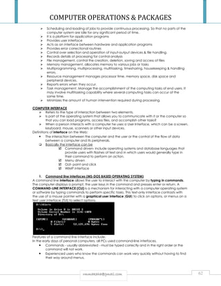 COMPUTER OPERATIONS & PACKAGES NOTES & INTRODUCTION TO COMPUTERS | PDF ...