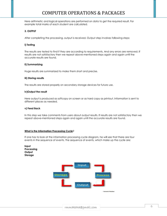COMPUTER OPERATIONS & PACKAGES NOTES & INTRODUCTION TO COMPUTERS | PDF ...