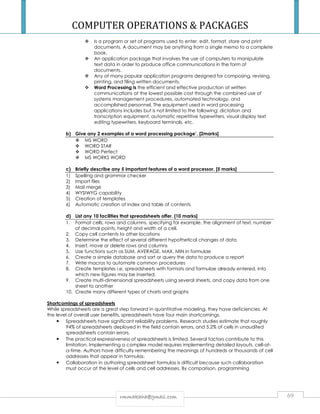 COMPUTER OPERATIONS & PACKAGES NOTES & INTRODUCTION TO COMPUTERS | PDF ...
