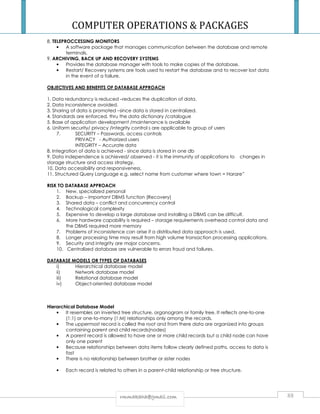 COMPUTER OPERATIONS & PACKAGES NOTES & INTRODUCTION TO COMPUTERS | PDF