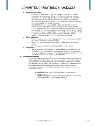 COMPUTER OPERATIONS & PACKAGES NOTES & INTRODUCTION TO COMPUTERS | PDF ...