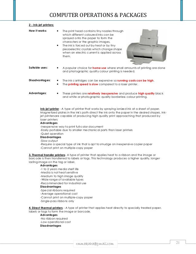 COMPUTER OPERATIONS & PACKAGES NOTES & INTRODUCTION TO COMPUTERS