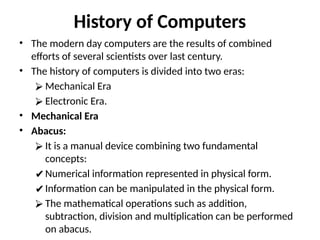 Comprehensive Fundamentals and History of Computer Systems | PPTX
