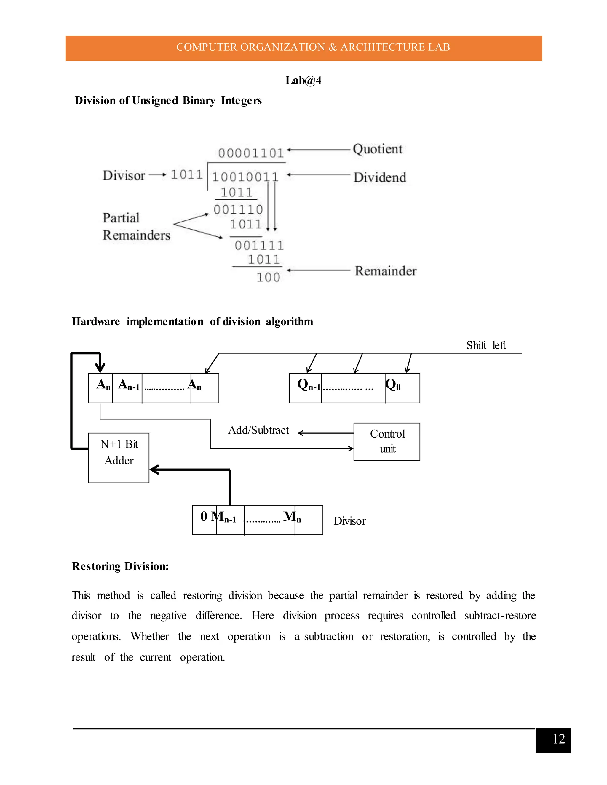 Computer Organization And Architecture Lab Manual Docx Programming