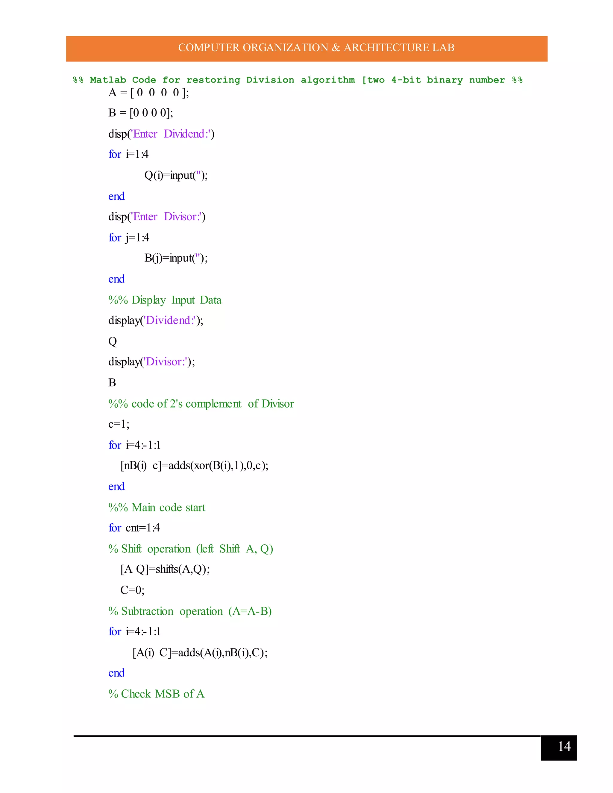 Computer Organization And Architecture Lab Manual Docx Programming Languages Computing
